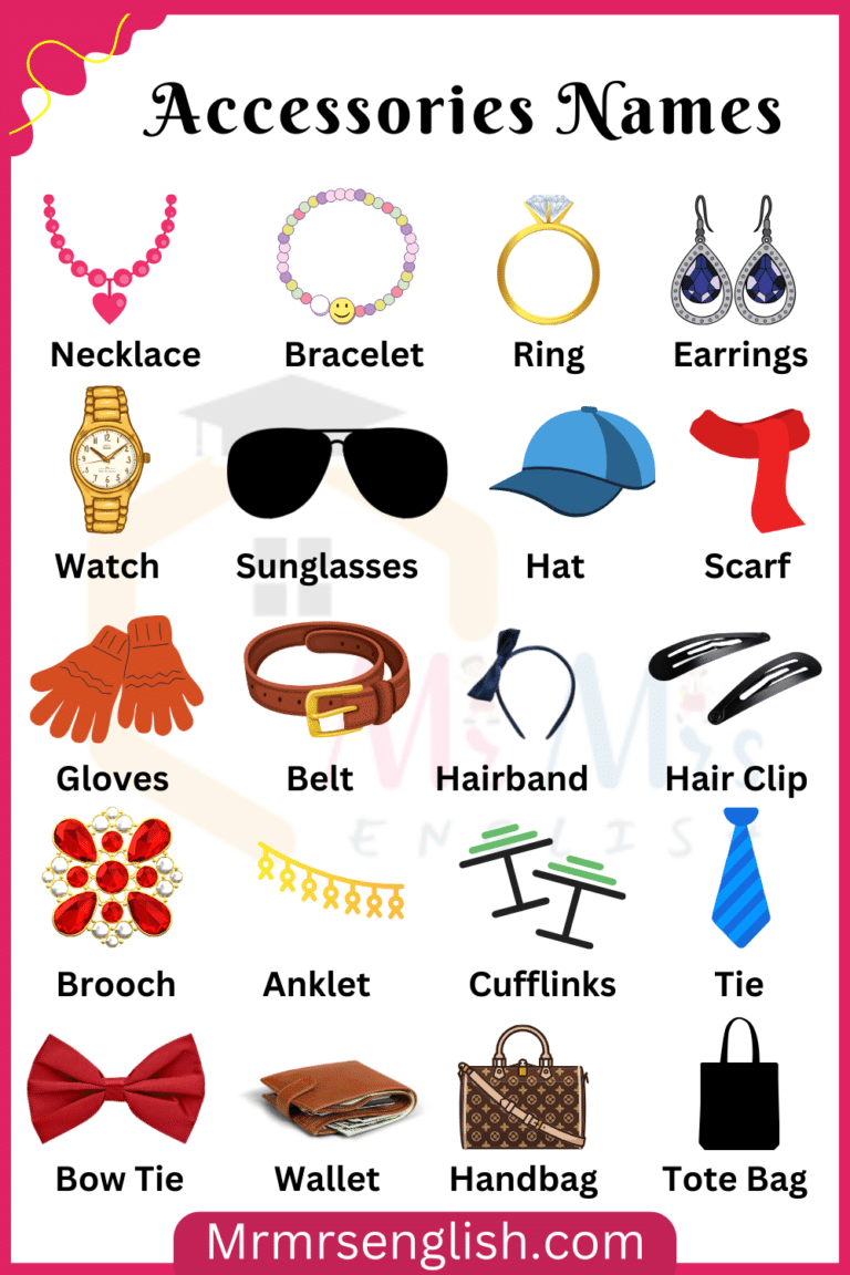 Different Accessories Names in English and Their Pictures - MR MRS ENGLISH