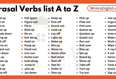 Main Verbs list A to Z in English | List of 500 Main Verbs - MR MRS ENGLISH