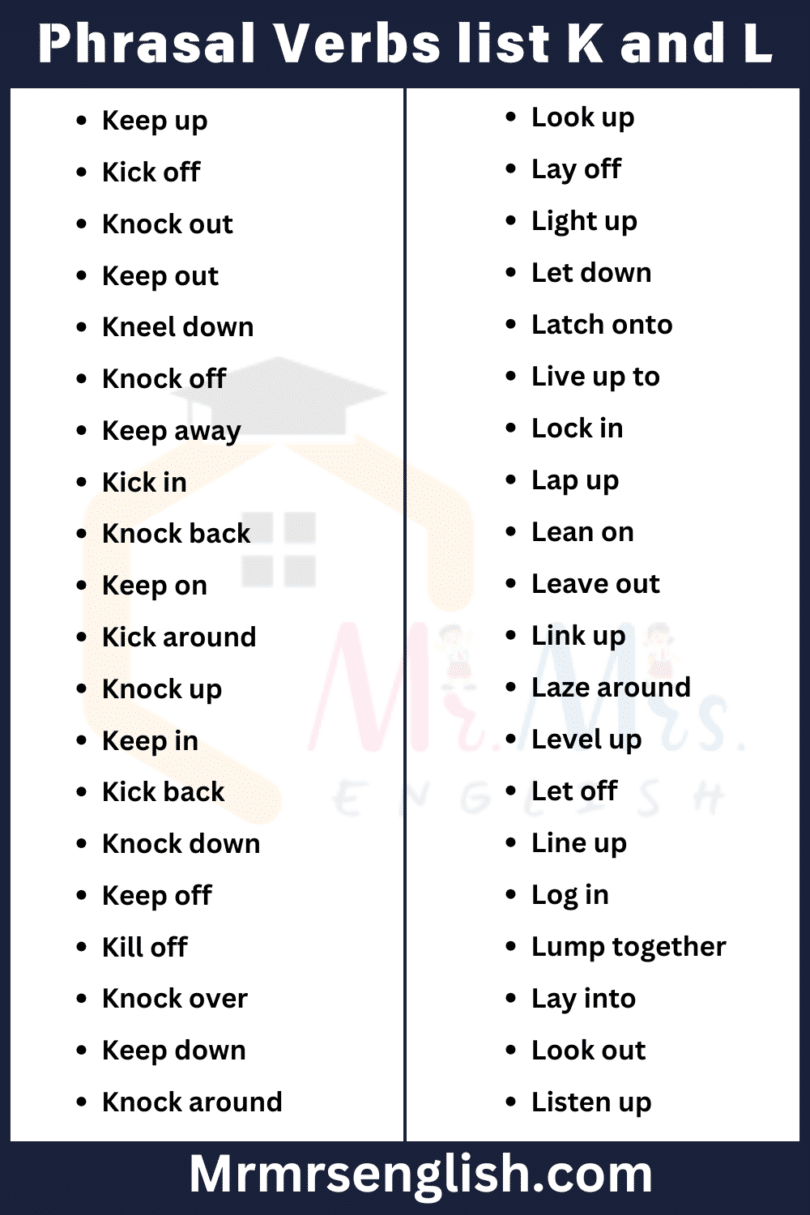 Phrasal Verbs list A to Z in English | 500 Phrasal Verbs - MR MRS ENGLISH