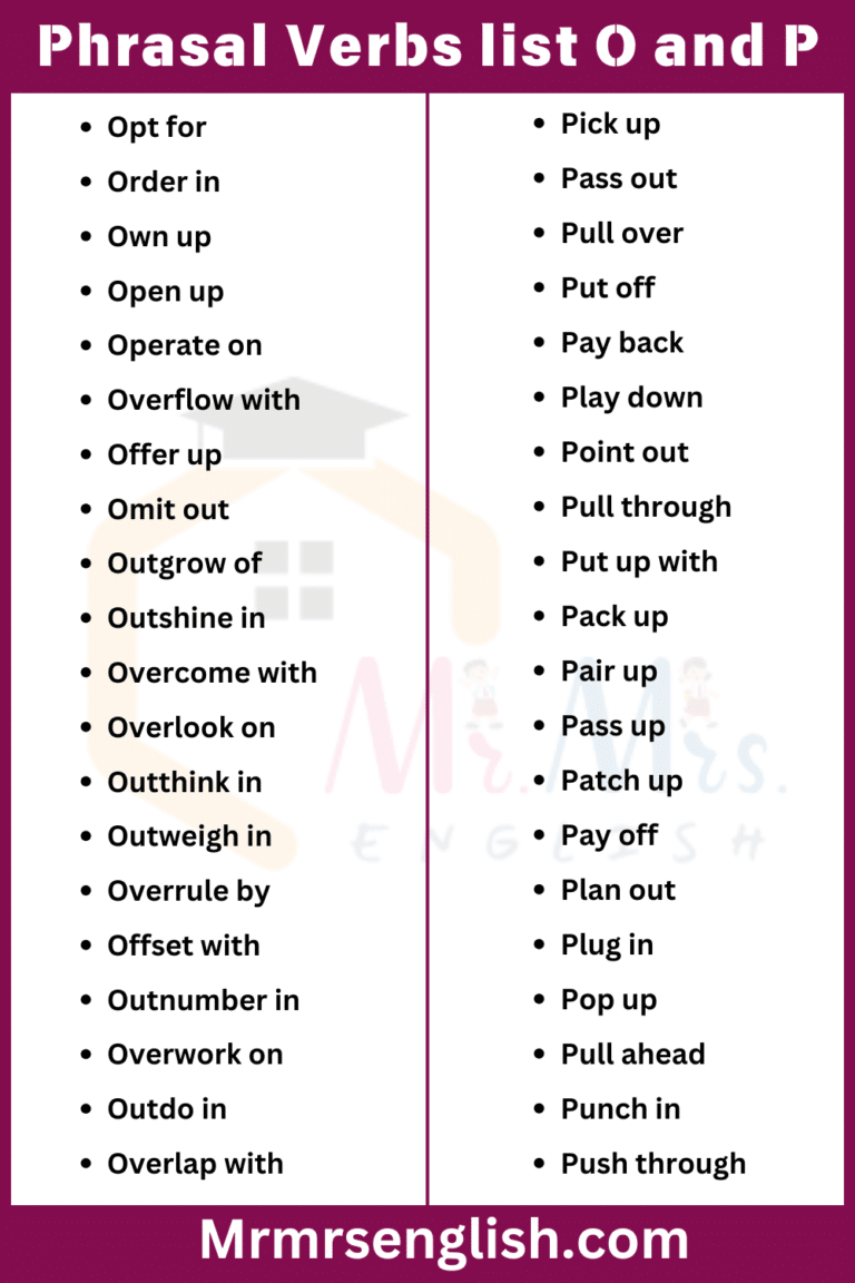 Phrasal Verbs list A to Z in English | 500 Phrasal Verbs - MR MRS ENGLISH
