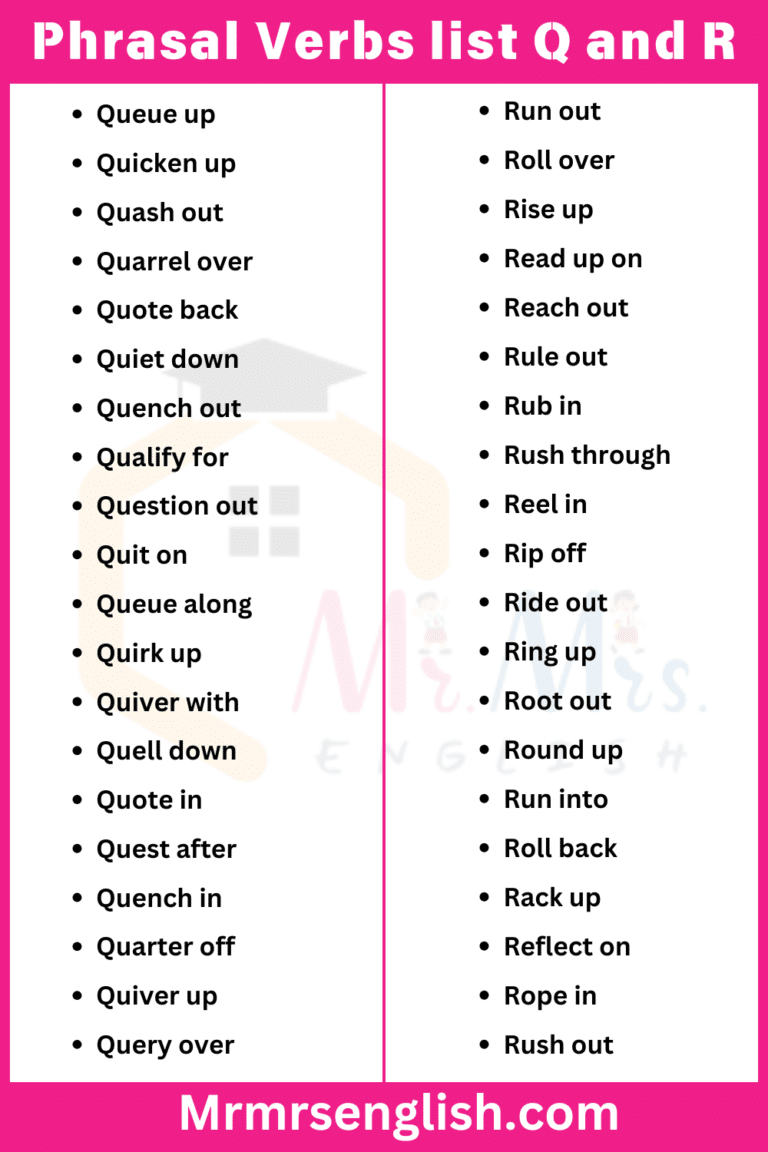 Phrasal Verbs list A to Z in English | 500 Phrasal Verbs - MR MRS ENGLISH