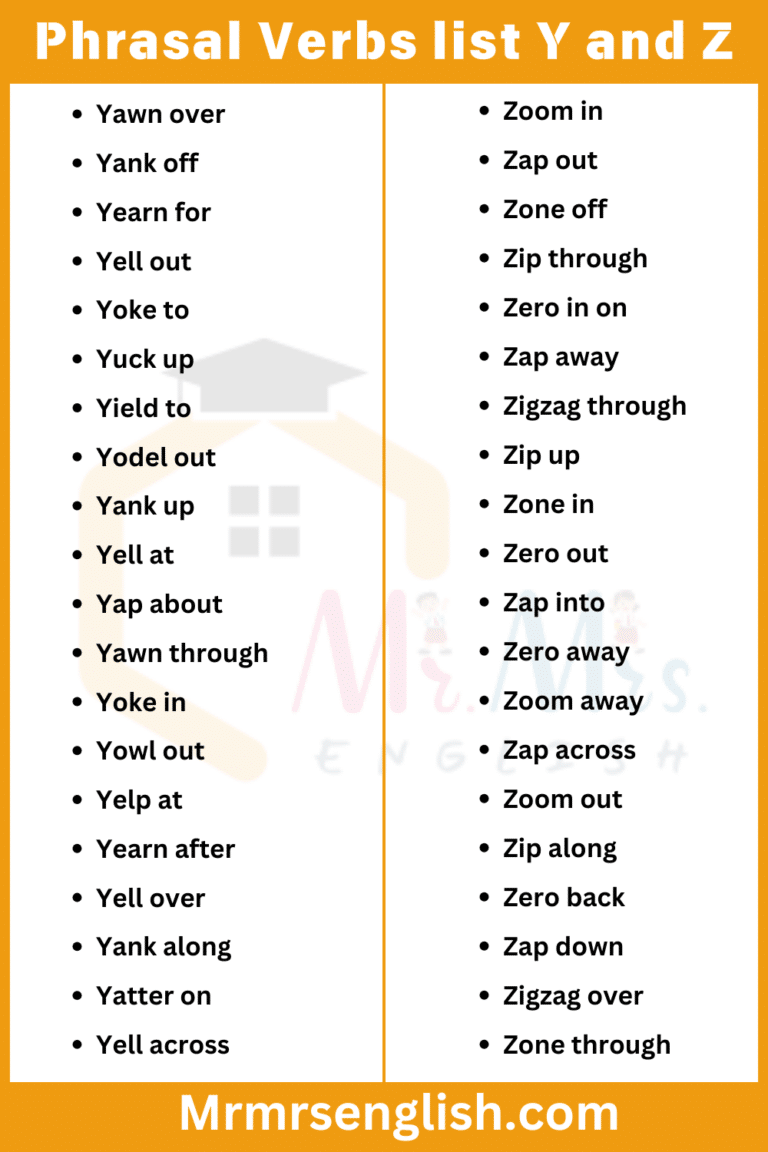 Phrasal Verbs list A to Z in English | 500 Phrasal Verbs - MR MRS ENGLISH