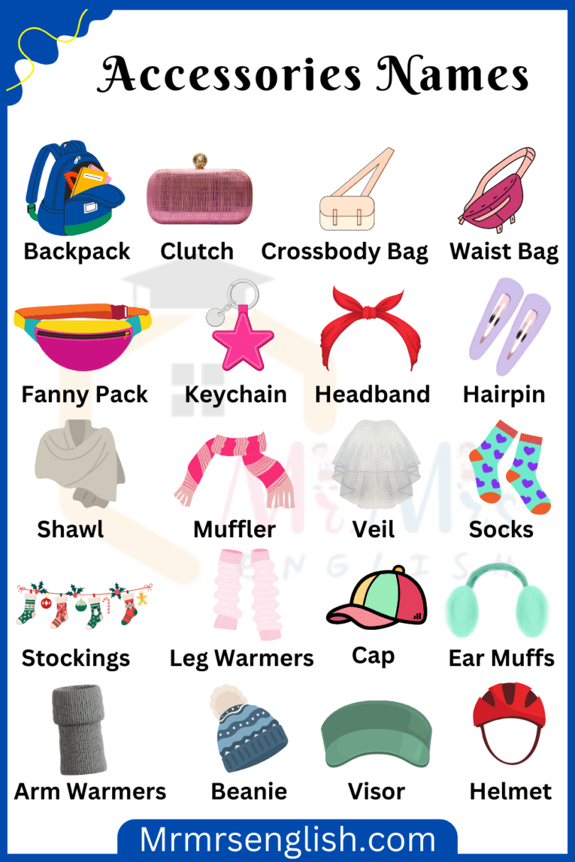 Different Accessories Names in English and Their Pictures - MR MRS ENGLISH