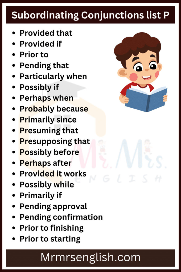 Subordinating Conjunctions list from A to Z in English - MR MRS ENGLISH