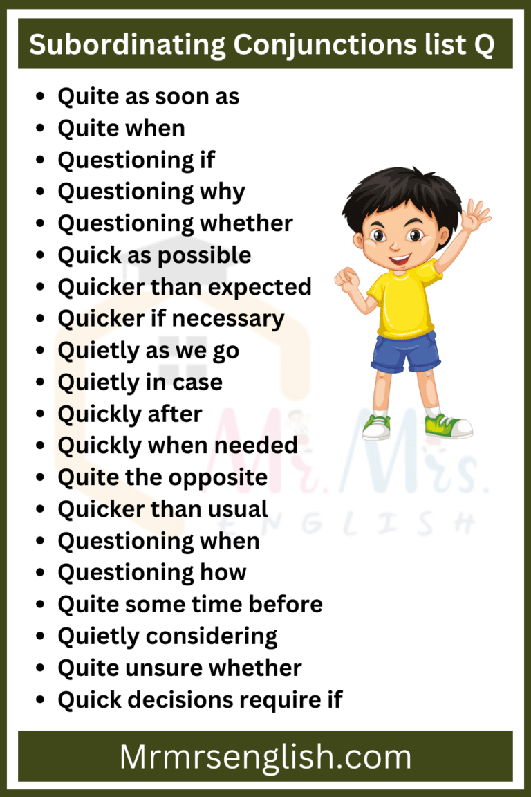 Subordinating Conjunctions list from A to Z in English - MR MRS ENGLISH