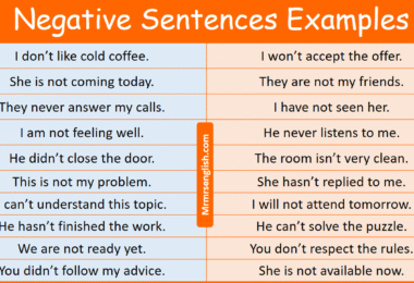 100 Positive Sentences Examples in English and Pictures - MR MRS ENGLISH