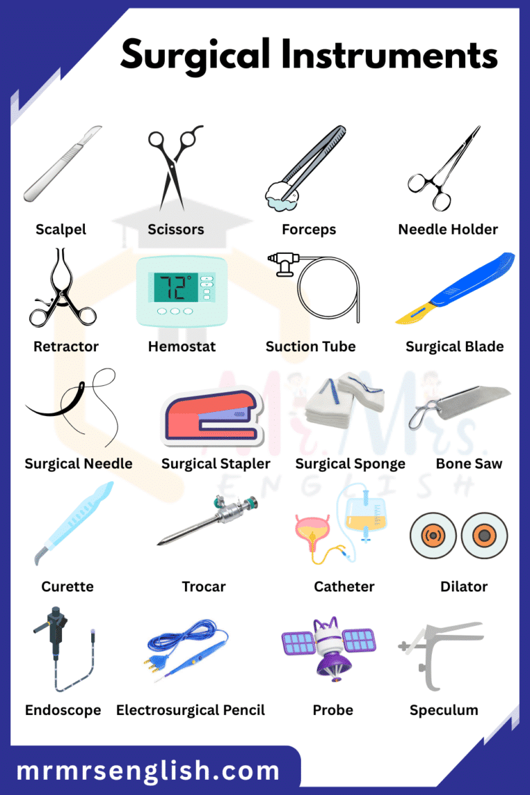 Surgical Instruments Names in English with Pictures - MR MRS ENGLISH
