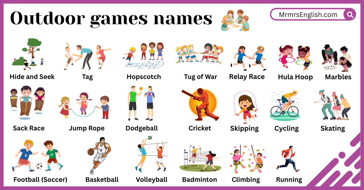 Outdoor games names in English and their Pictures - MR MRS ENGLISH