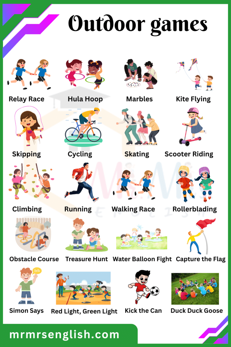 Outdoor games names in English and their Pictures - MR MRS ENGLISH