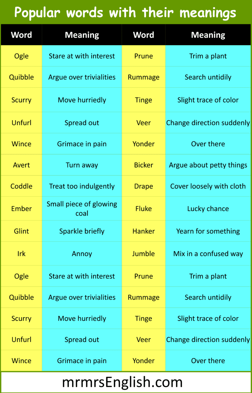1000 Vocabulary words with meanings in English and Pictures - MR MRS ...