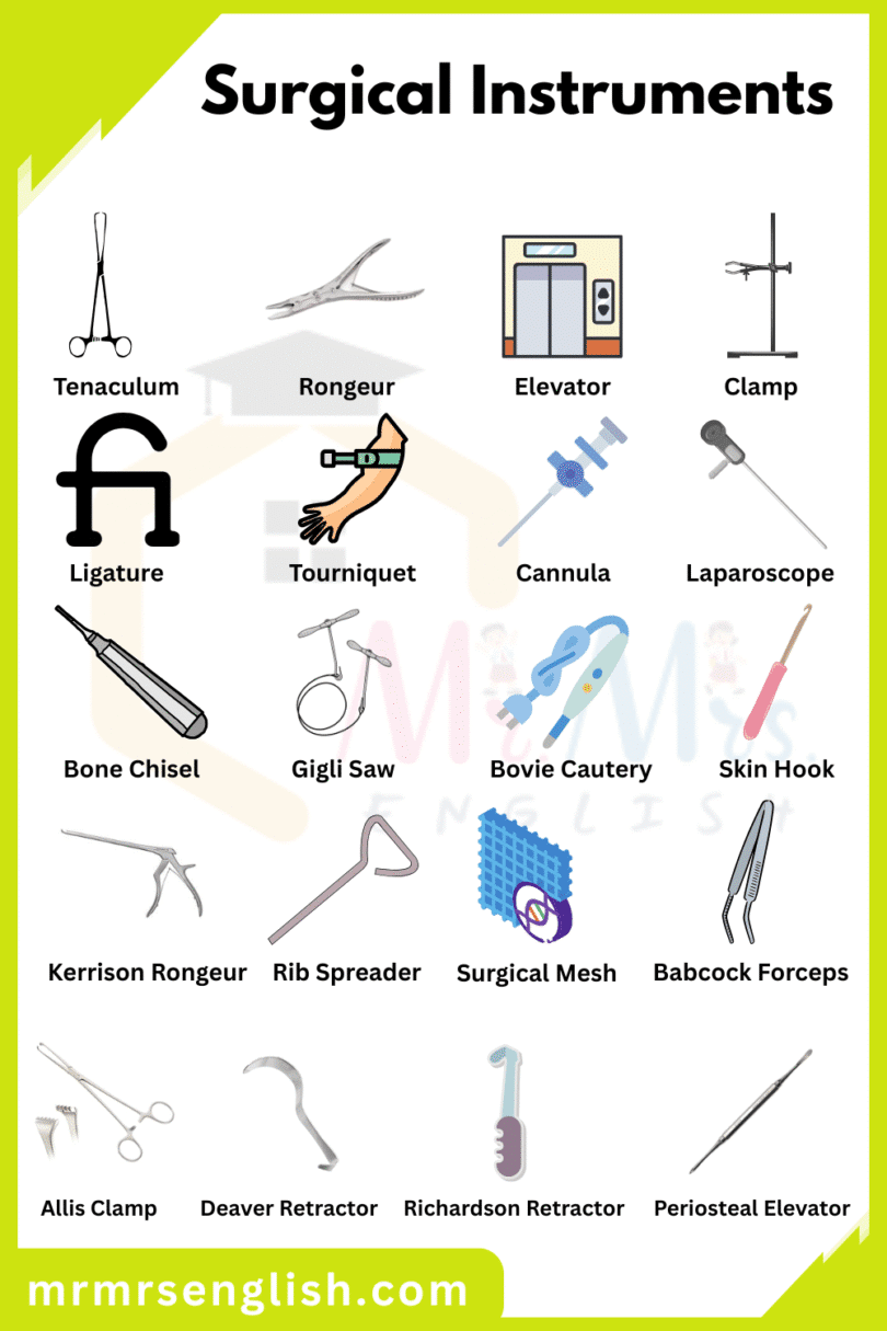 Surgical Instruments Names in English with Pictures - MR MRS ENGLISH