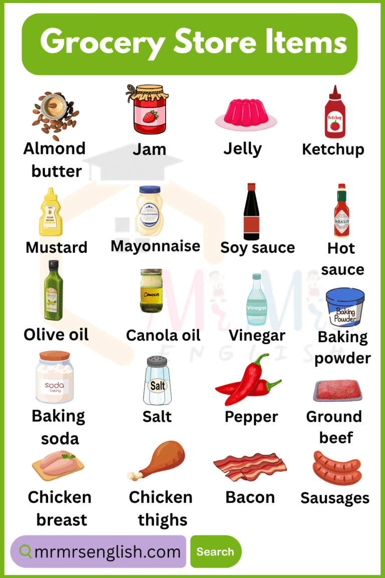 Grocery Store items Names in English with Their Pictures - MR MRS ENGLISH