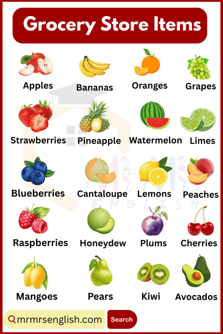 Grocery Store items Names in English with Their Pictures - MR MRS ENGLISH
