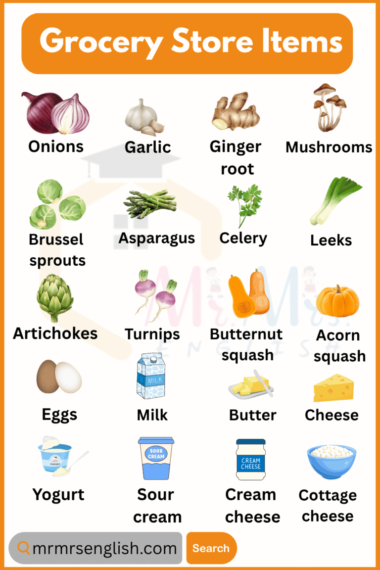 Grocery Store items Names in English with Their Pictures - MR MRS ENGLISH