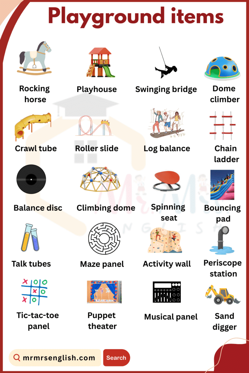Playground items Names in English with their Pictures - MR MRS ENGLISH