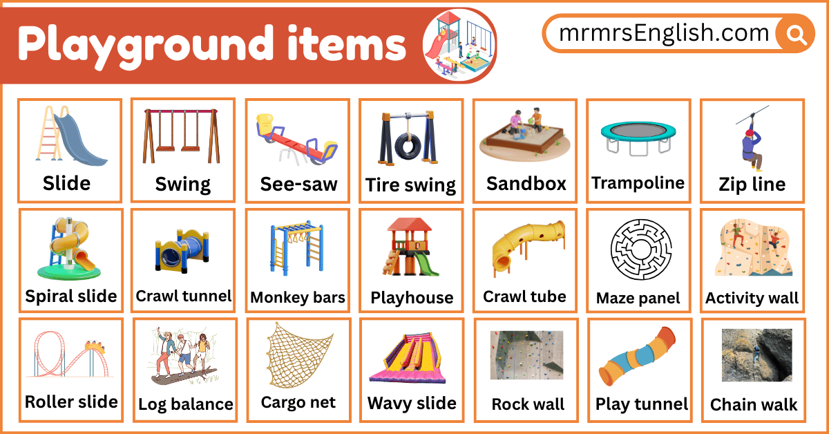 Playground items Names in English with their Pictures - MR MRS ENGLISH