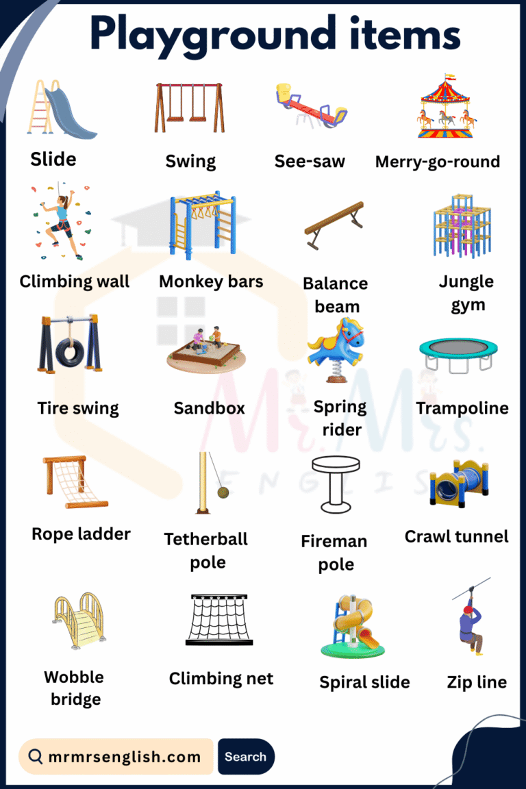 Playground items Names in English with their Pictures - MR MRS ENGLISH