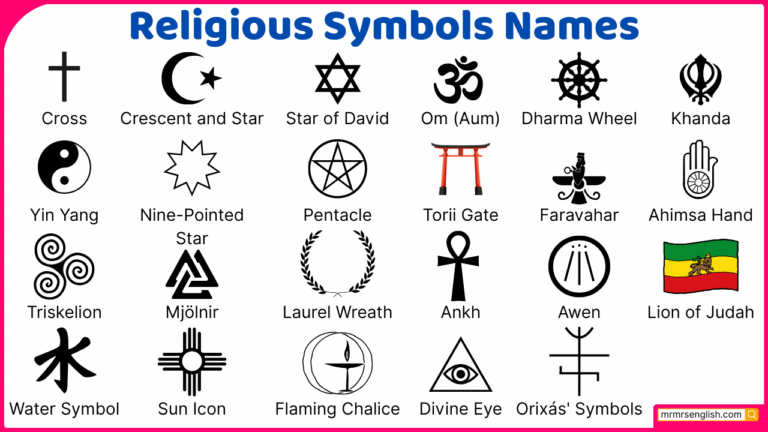 Religious Symbols Names in English with Their Pictures - MR MRS ENGLISH
