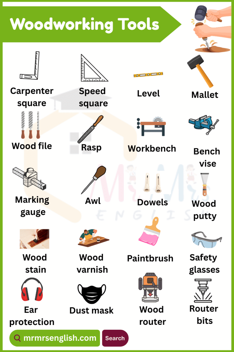 Woodworking items Names in English with Their Pictures - MR MRS ENGLISH