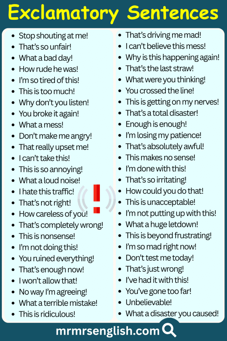 100 Exclamatory Sentences Examples in English with Pictures - MR MRS ...