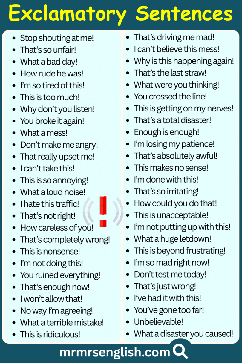 100 Exclamatory Sentences Examples in English with Pictures - MR MRS ...