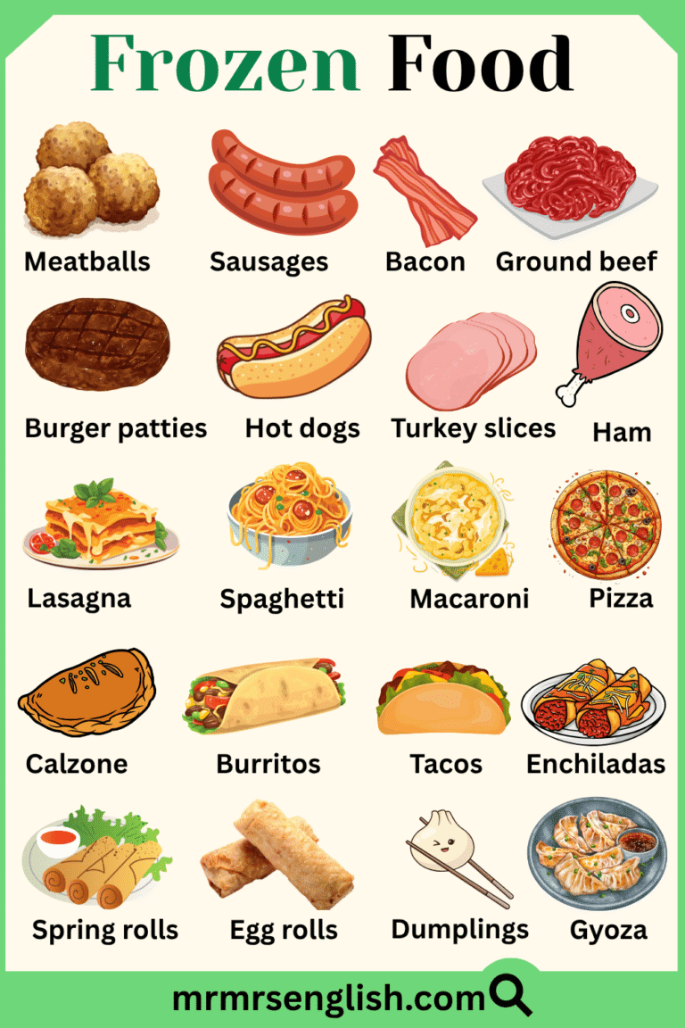 Frozen Food Names in English with Their Pictures - MR MRS ENGLISH