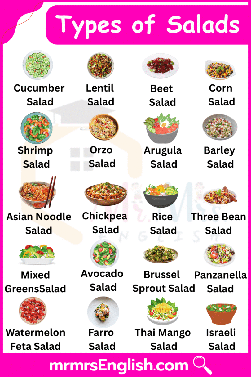Types of Salads Names in English with their Pictures - MR MRS ENGLISH