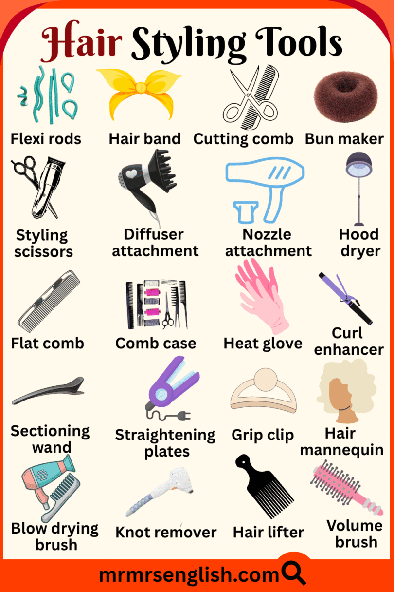 Hair Styling Tools Names in English with Their Pictures - MR MRS ENGLISH