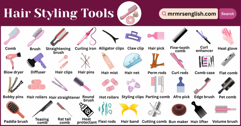 Hair Styling Tools Names in English with Their Pictures - MR MRS ENGLISH