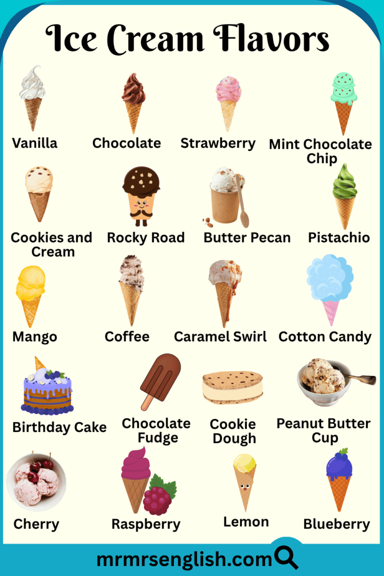 Types of Ice Cream Flavors Names with Their Pictures - MR MRS ENGLISH