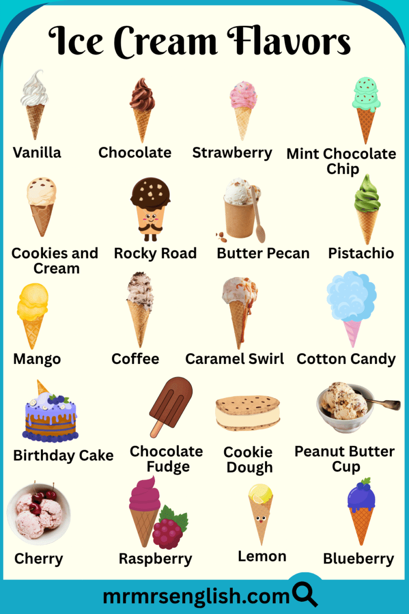 Types of Ice Cream Flavors Names with Their Pictures - MR MRS ENGLISH