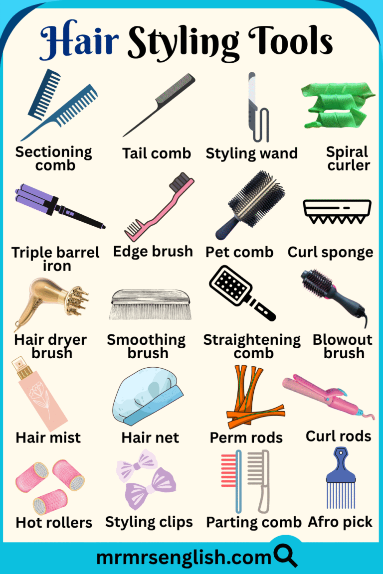 Hair Styling Tools Names in English with Their Pictures - MR MRS ENGLISH