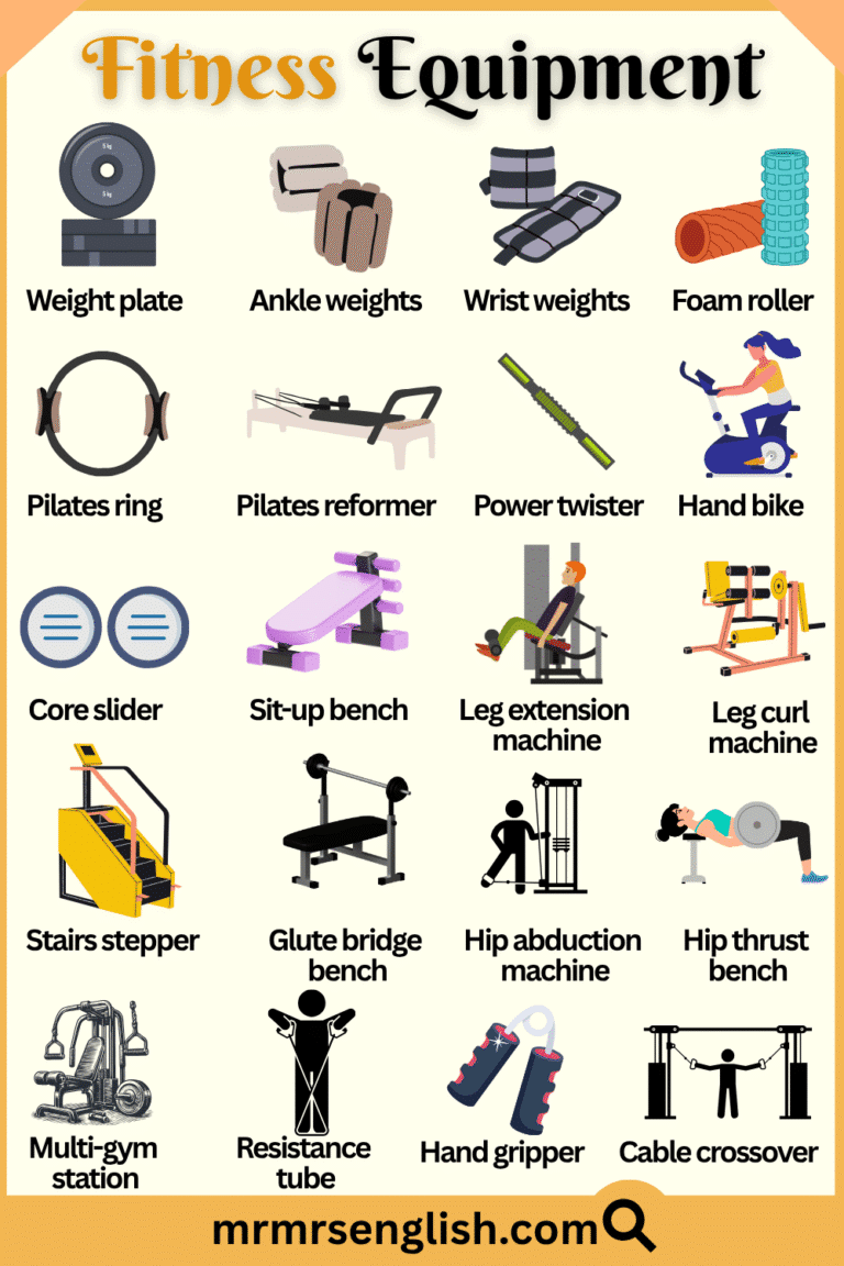 Fitness Equipment Names in English with Their Pictures - MR MRS ENGLISH