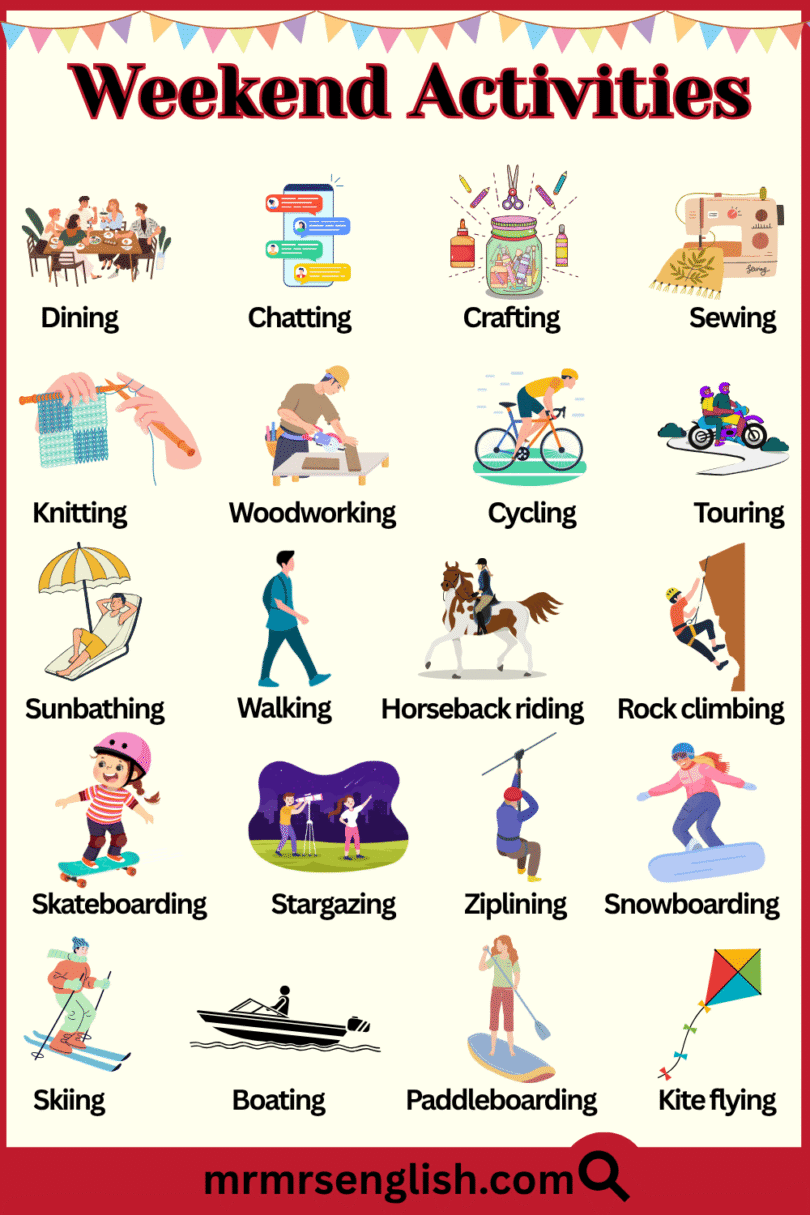 Weekend Activities Names in English with Their Pictures - MR MRS ENGLISH