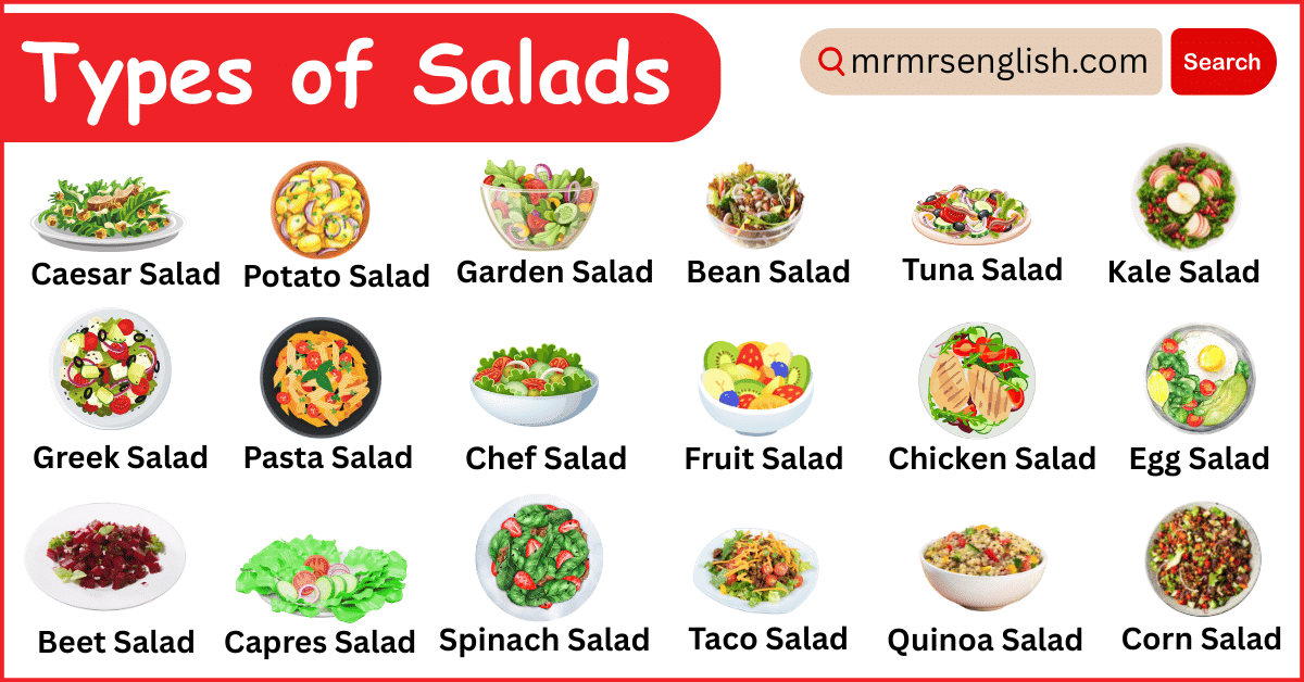 Types of Salads Names in English with their Pictures - MR MRS ENGLISH