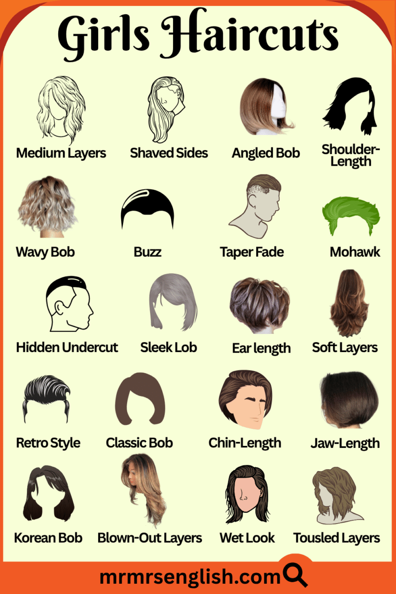 Haircuts Names for Girls in English with Their Pictures - MR MRS ENGLISH