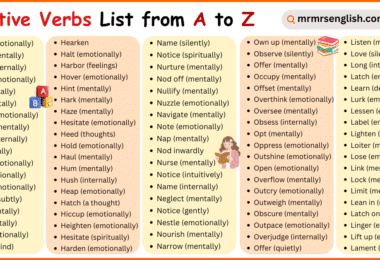 Main Verbs list A to Z in English | List of 500 Main Verbs - MR MRS ENGLISH
