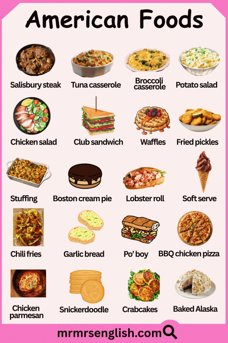 American Foods Names in English with Their Pictures - MR MRS ENGLISH