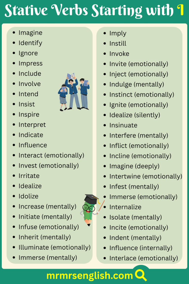 500 Stative Verbs List from A to Z in English with Pictures - MR MRS ...
