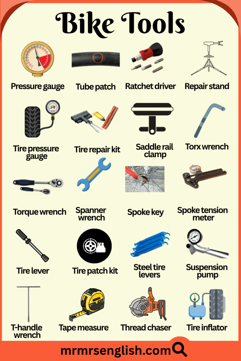 Bike Tools Names in English with their Pictures - MR MRS ENGLISH