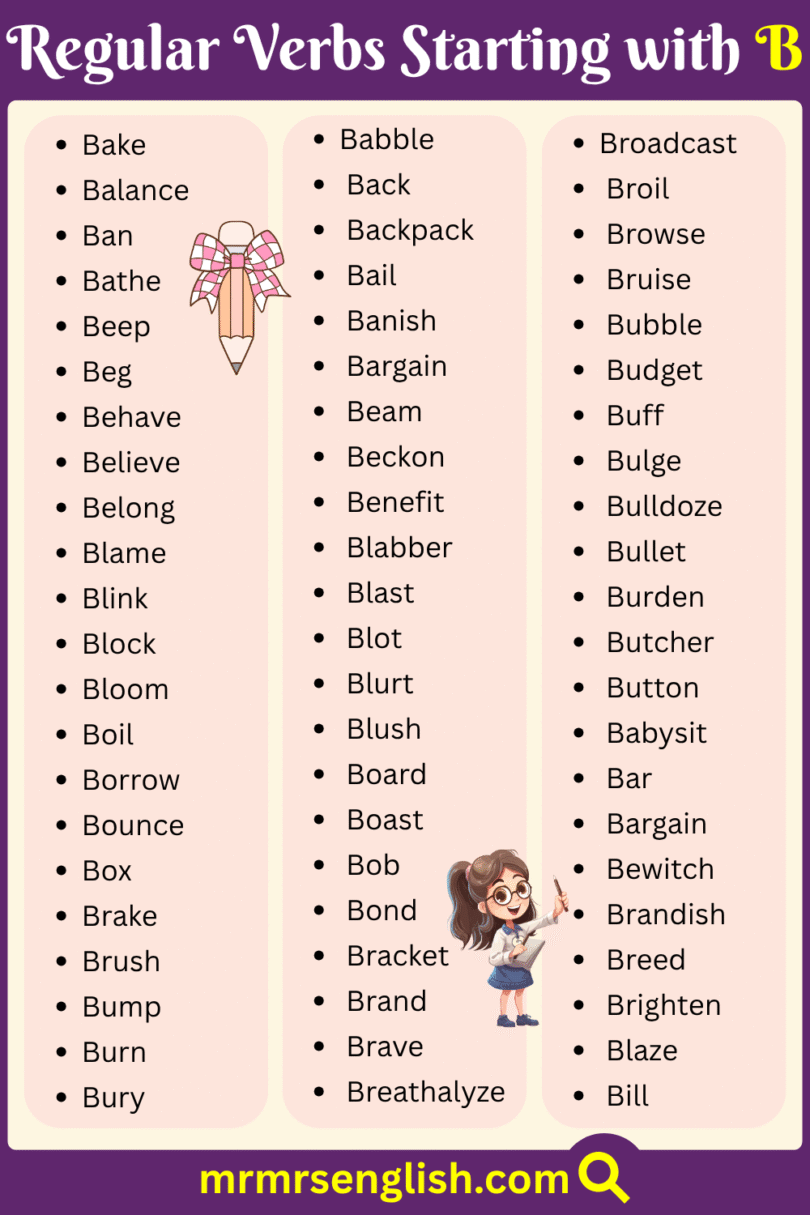 500+ Regular Verbs List from A to Z in English with Pictures - MR MRS ...