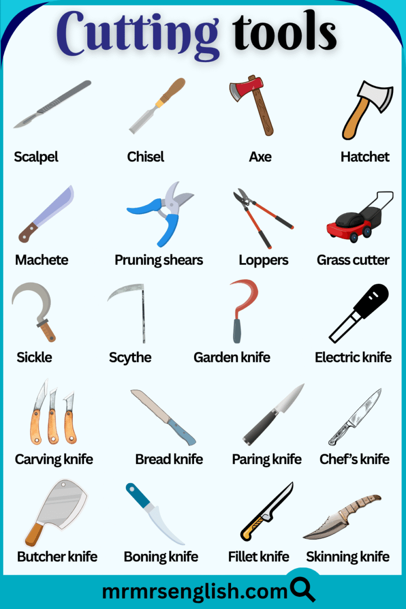 Cutting Tools Names in English with their Pictures - MR MRS ENGLISH