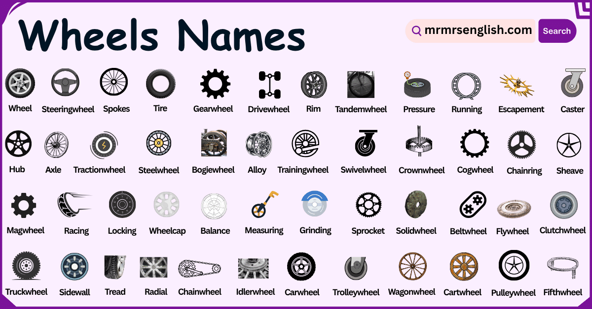 Different Types of Wheels Names in English with their Pictures - MR MRS ...