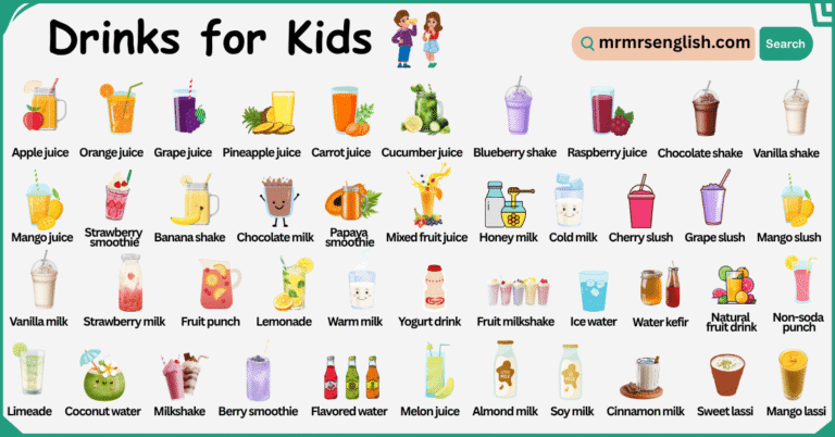 Drinks Names for Kids in English with Their Pictures - MR MRS ENGLISH