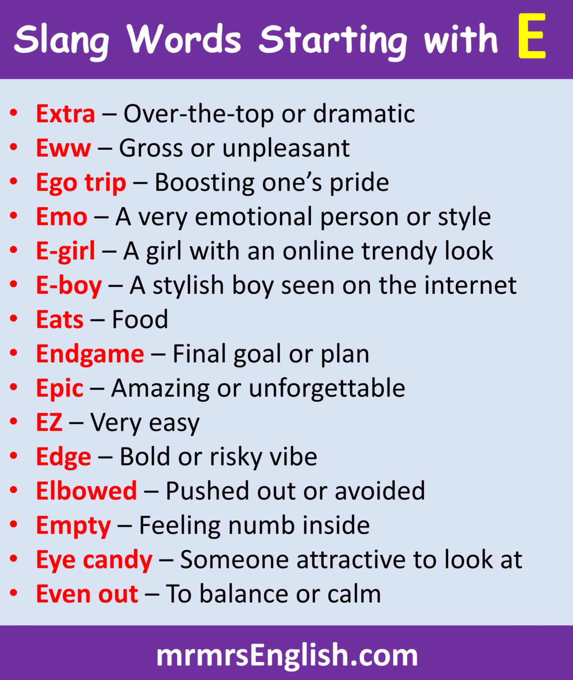 A to Z Slang Words with meanings in English with Pictures - MR MRS ENGLISH