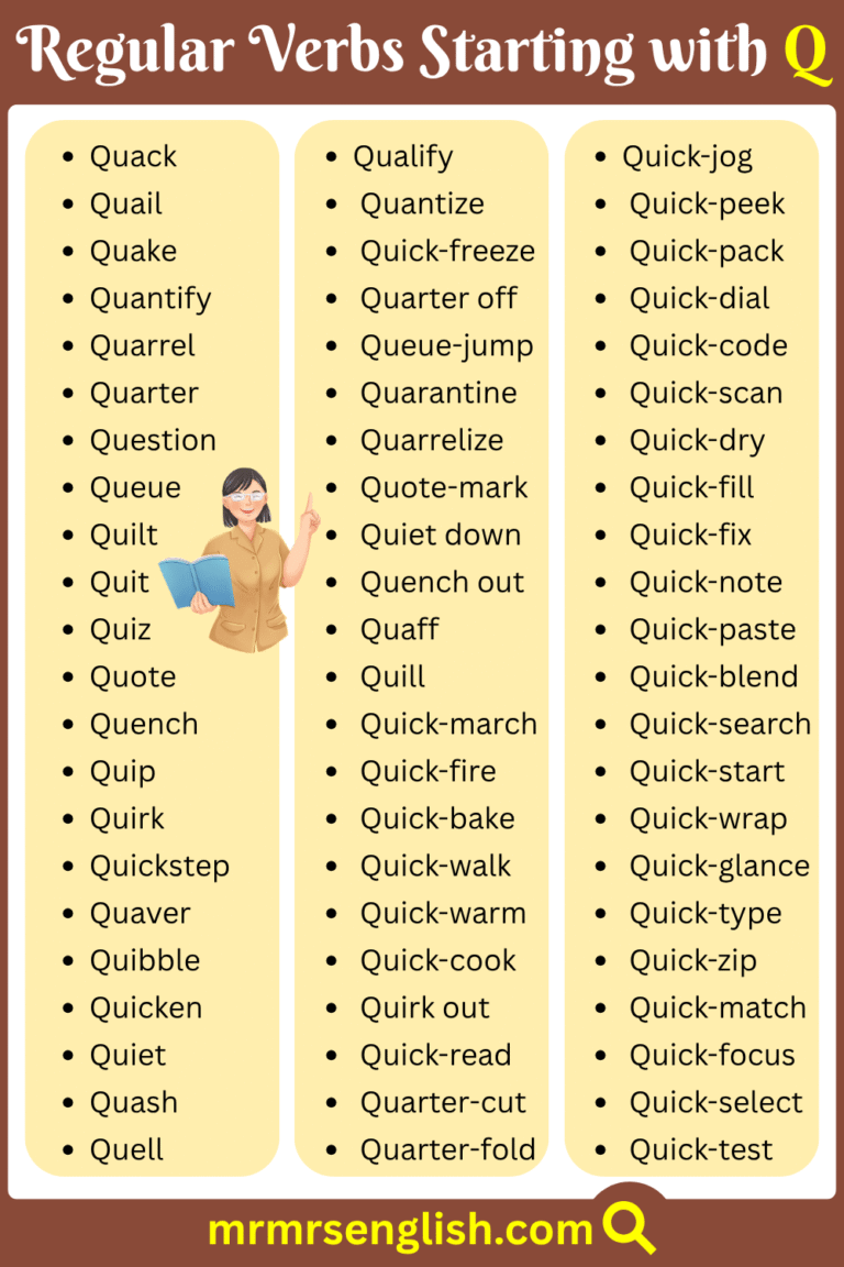 500+ Regular Verbs List from A to Z in English with Pictures - MR MRS ...