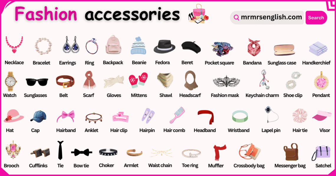 Fashion Accessories Names in English with Their Pictures - MR MRS ENGLISH