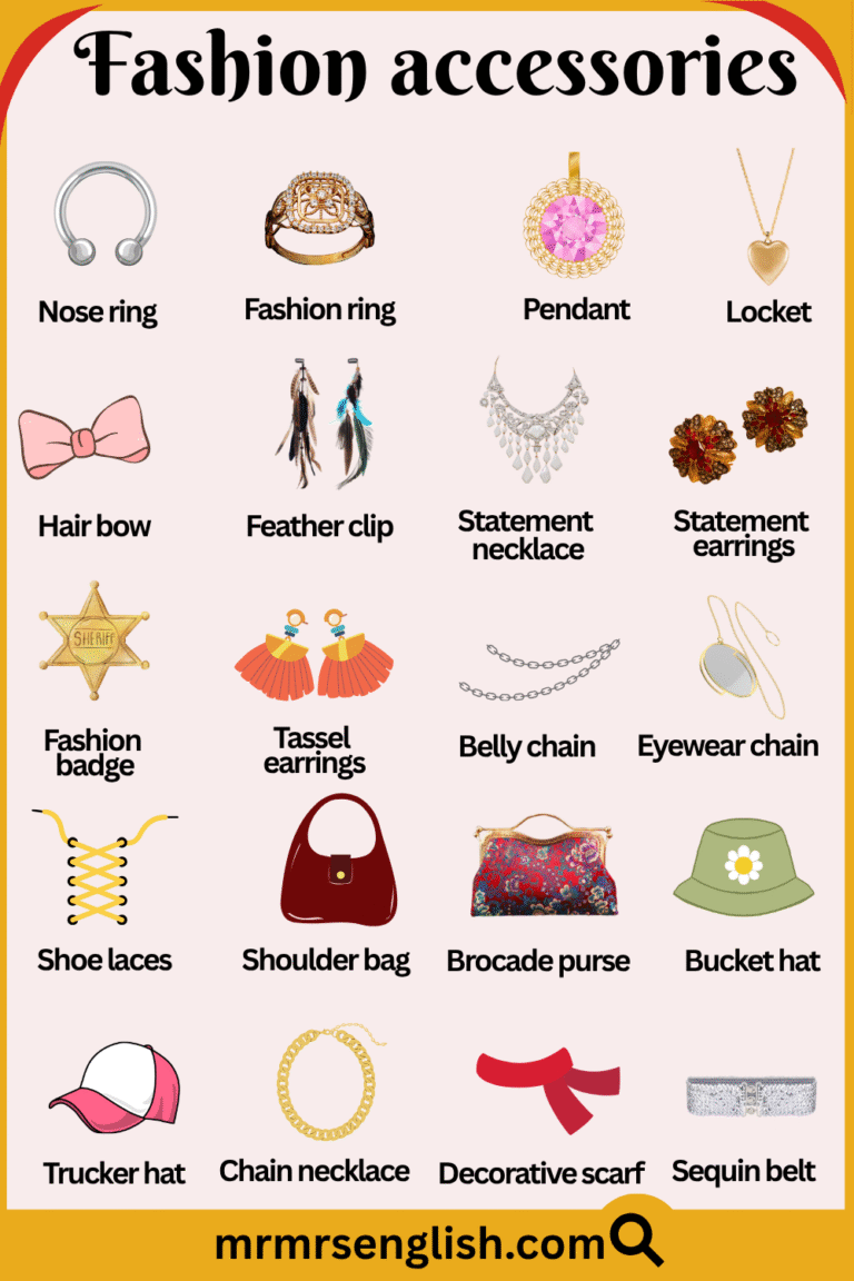 Fashion Accessories Names in English with Their Pictures - MR MRS ENGLISH