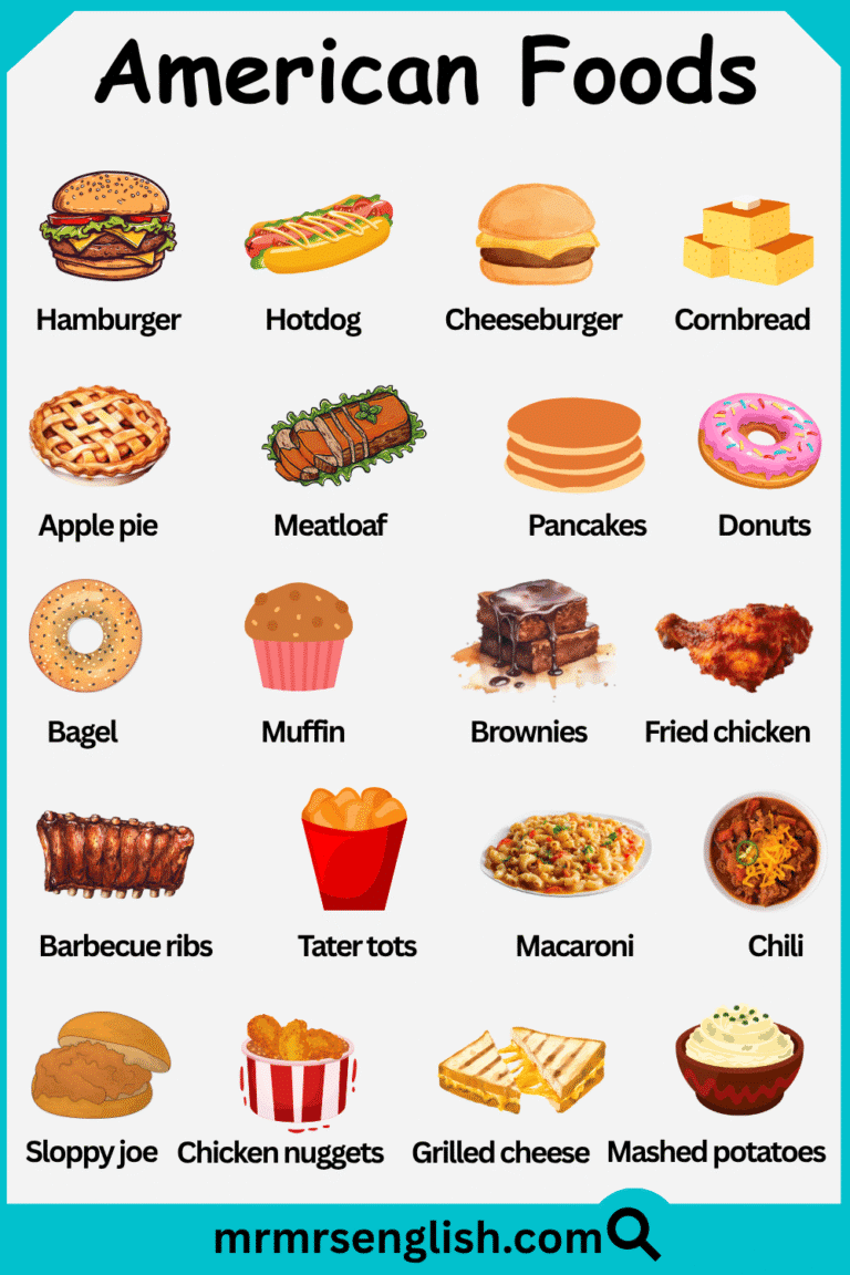 American Foods Names in English with Their Pictures - MR MRS ENGLISH
