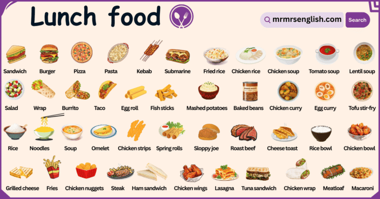 Lunch Food Names in English with Their Pictures - MR MRS ENGLISH